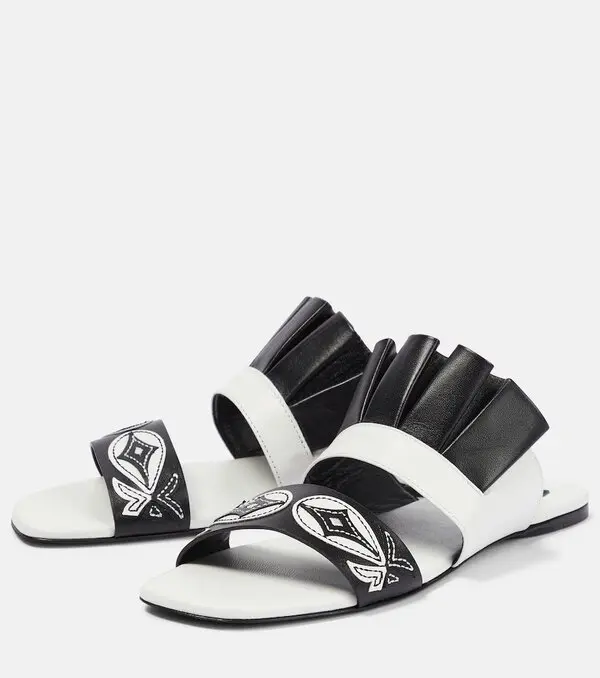 Emilio Pucci Embroidered Leather Sandals
