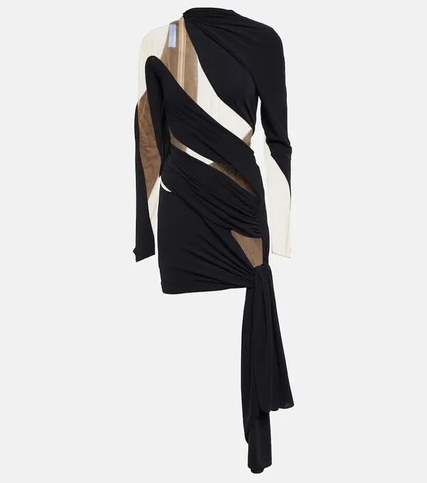 MUGLER Draped Tulle-embellished Minidress