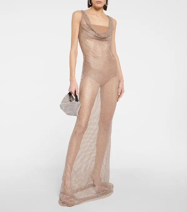 Giuseppe Di Morabito Embellished Mesh Gown