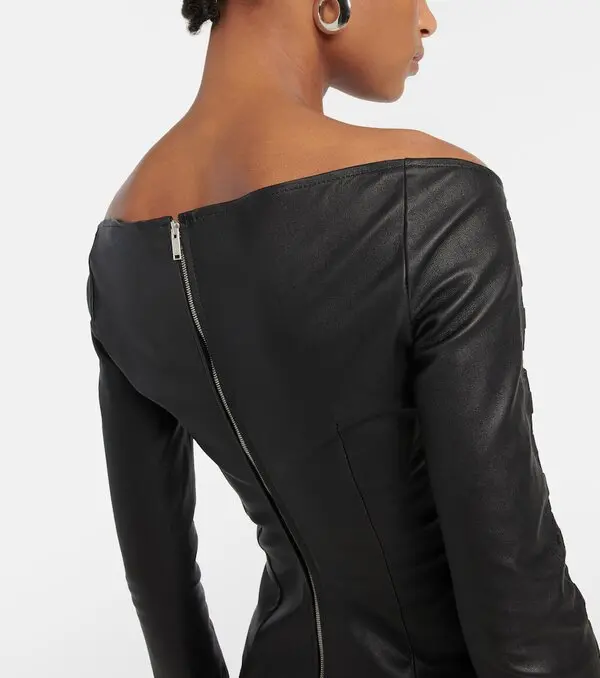 DION LEE Hinge-seam Leather Bustier Top