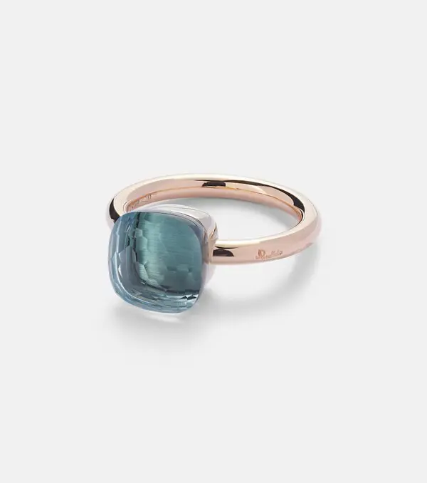Pomellato Nudo 18kt Rose Gold And White Gold Ring With Topaz - Blue