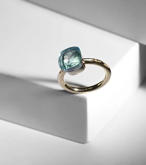 Pomellato Nudo 18kt Rose Gold And White Gold Ring With Topaz - Blue