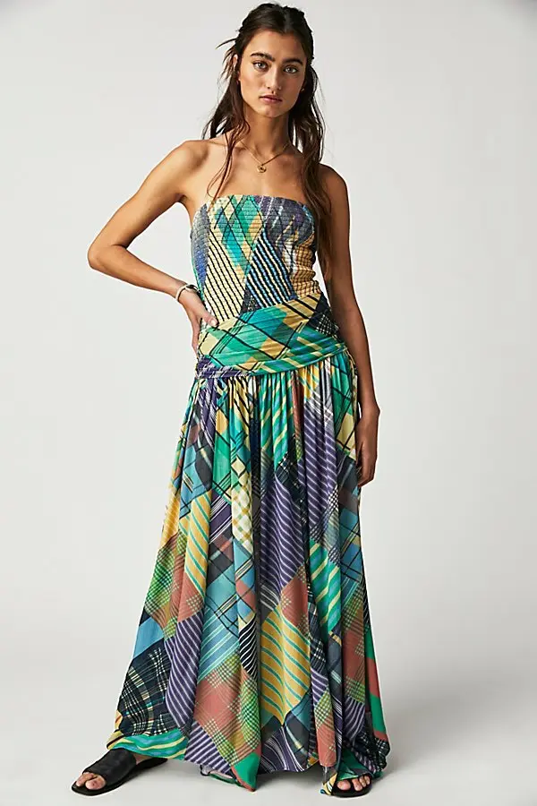 Free People Samara Smocked Maxi Dress By In Light Combo - 23% Off |  Editorialist