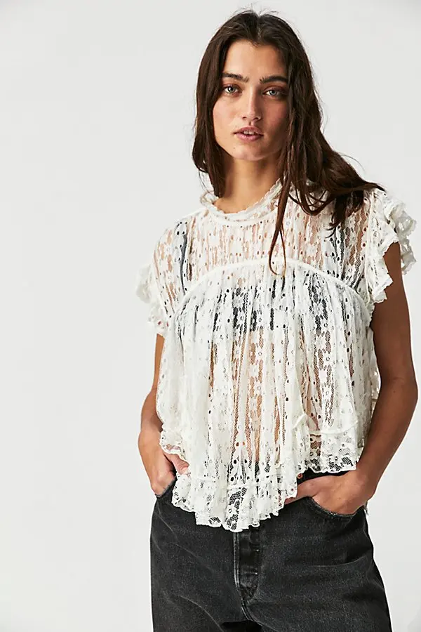 フリーピープル Free People Lucea Lace Top レディース シャツ トップス Boudoir FREE PEOPLE Lucea Lace Top | endource