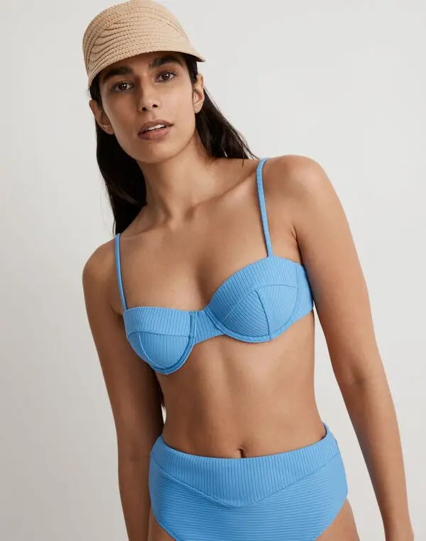 Madewell Mw Ribbed Balconette Bikini Top - Oasis Blue