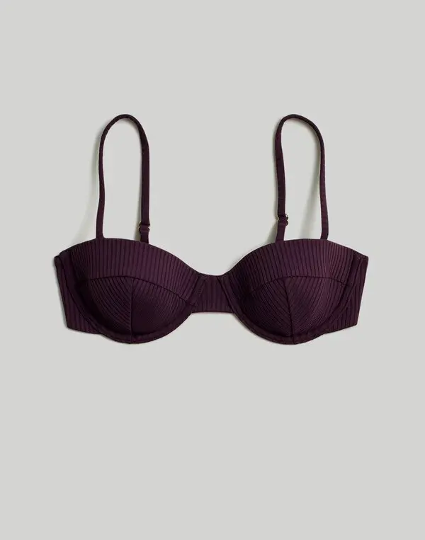 Madewell Mw Ribbed Balconette Bikini Top - True Aubergine