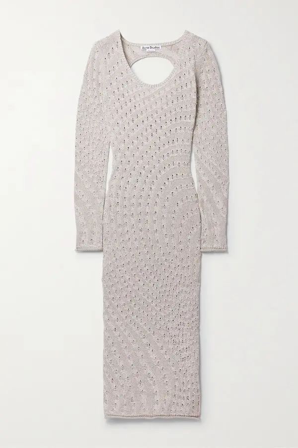 Acne Studios Open-back Crocheted Stretch Cotton-blend Midi Dress