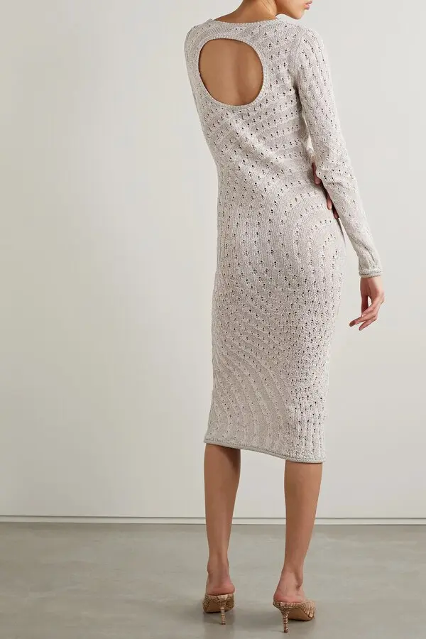 Acne Studios Open-back Crocheted Stretch Cotton-blend Midi Dress