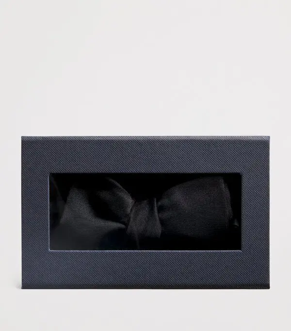 Eton Silk Pre-tied Ribbed Bow Tie - Black