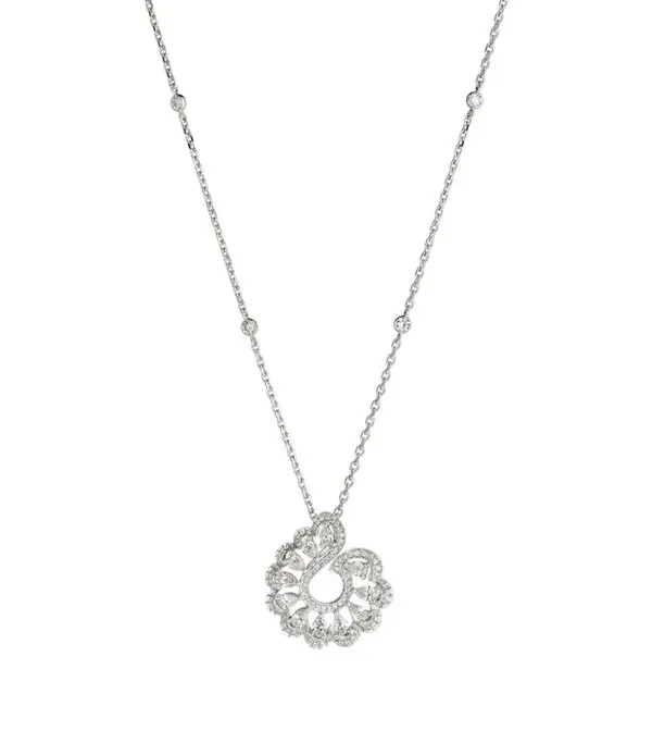 Chopard White And Diamond Precious Lace Vague Pendant Necklace