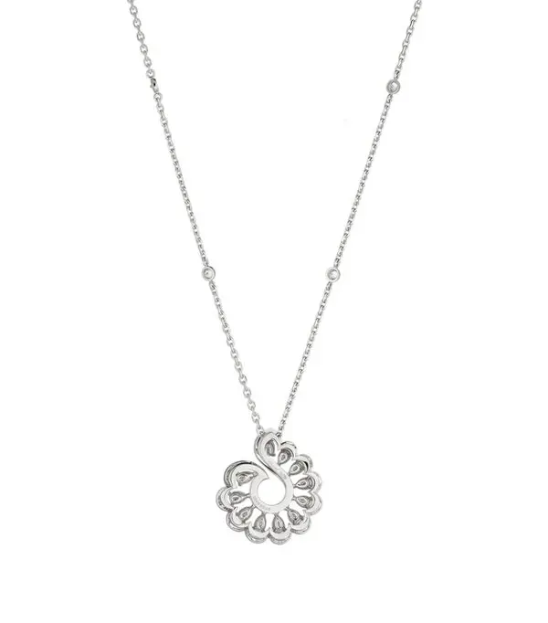 Chopard White And Diamond Precious Lace Vague Pendant Necklace