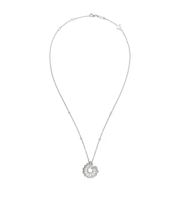 Chopard White And Diamond Precious Lace Vague Pendant Necklace