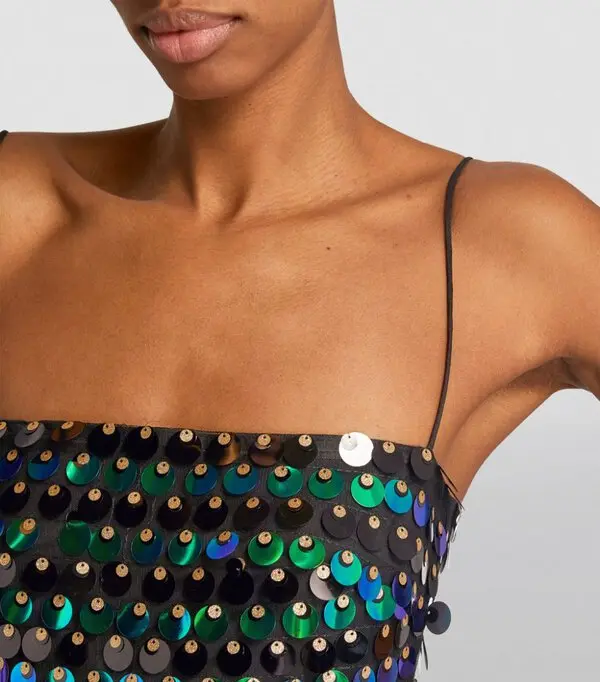phoenix sequined midi dress $882 New Arrivals Women's Blue Sequin Phoenix Slip Midi Dress Size 38