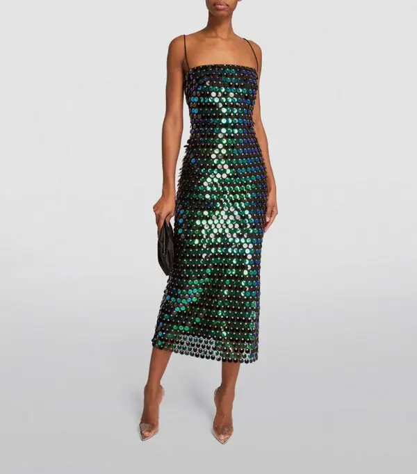 phoenix sequined midi dress The New Arrivals Ilkyaz Ozel Phoenix Sequined Midi Dress in White