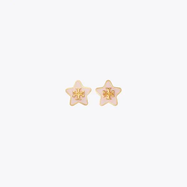Tory Burch Forget Me Not Enamel Stud Earrings - Tory Gold/pink Snow