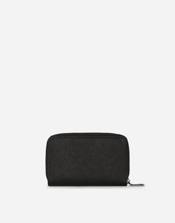 Dolce & Gabbana Small Calfskin Zip-around Wallet With Logo Tag - Black