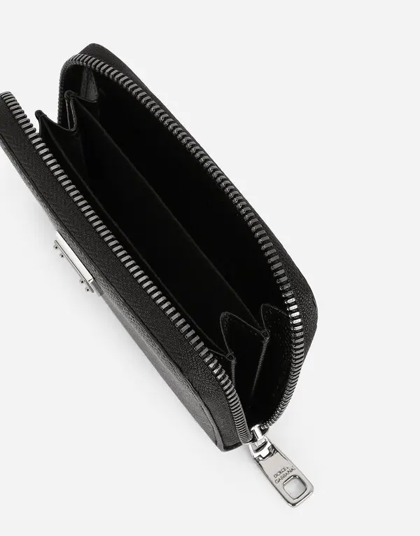 Dolce & Gabbana Small Calfskin Zip-around Wallet With Logo Tag - Black
