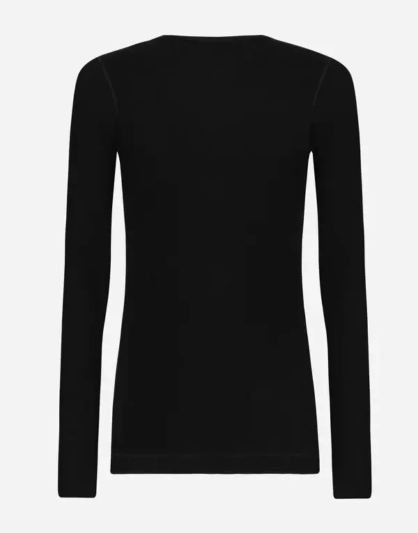Dolce & Gabbana Fine-rib Cotton Granddad-neck T-shirt - Black