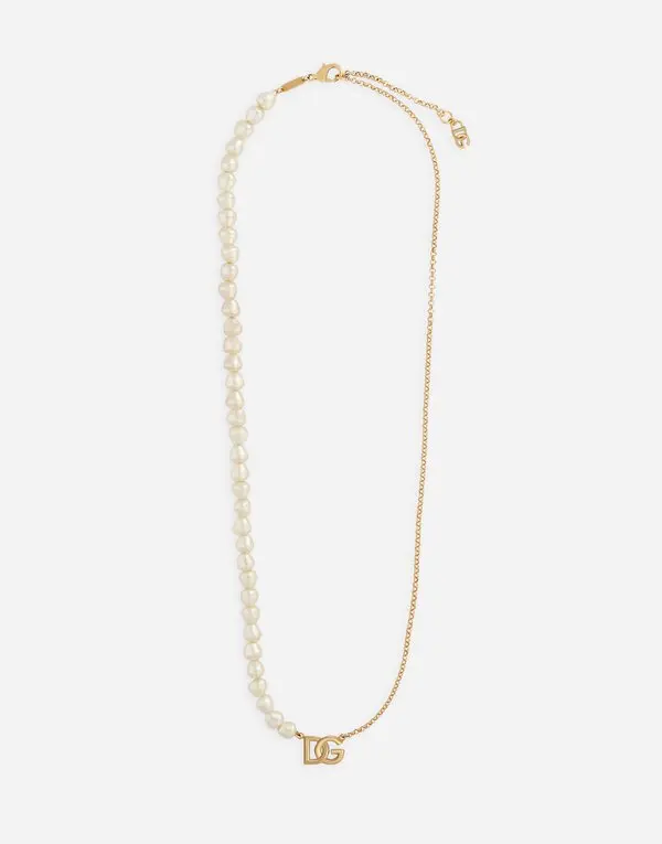 Dolce & Gabbana Pearl And Logo Link Necklace