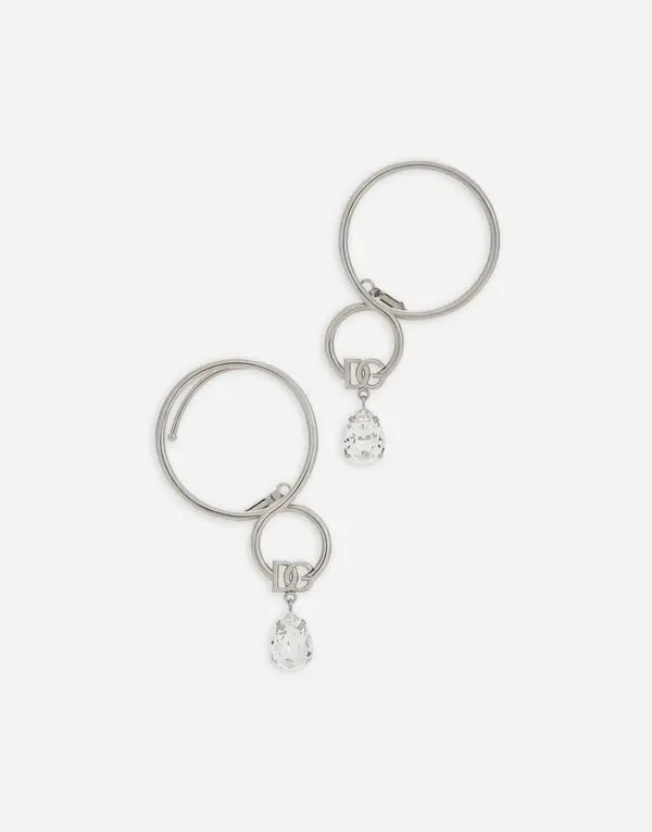 Dolce & Gabbana Dg Logo Rhinestone Ear Cuff Earrings - Silver