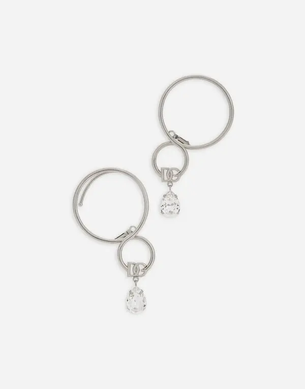 Dolce & Gabbana Dg Logo Rhinestone Ear Cuff Earrings - Silver