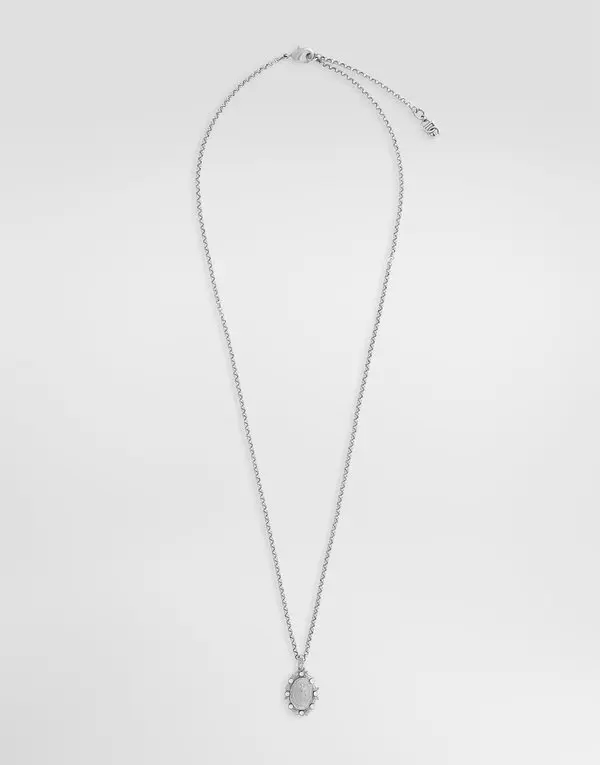 Dolce & Gabbana Crystal Pendant Necklace - Silver