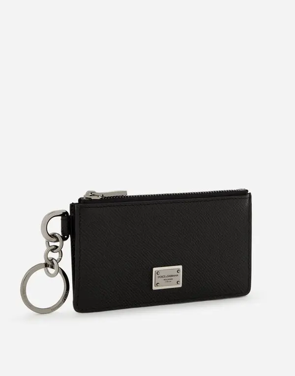 Dolce & Gabbana Calfskin Card Holder With Ring And Logo Tag