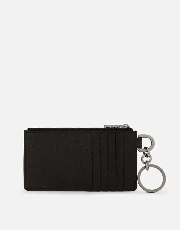 Dolce & Gabbana Calfskin Card Holder With Ring And Logo Tag