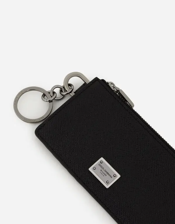 Dolce & Gabbana Calfskin Card Holder With Ring And Logo Tag