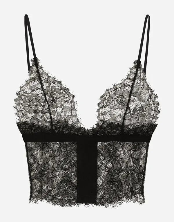 Dolce & Gabbana Triangle Lace Bralette - Black