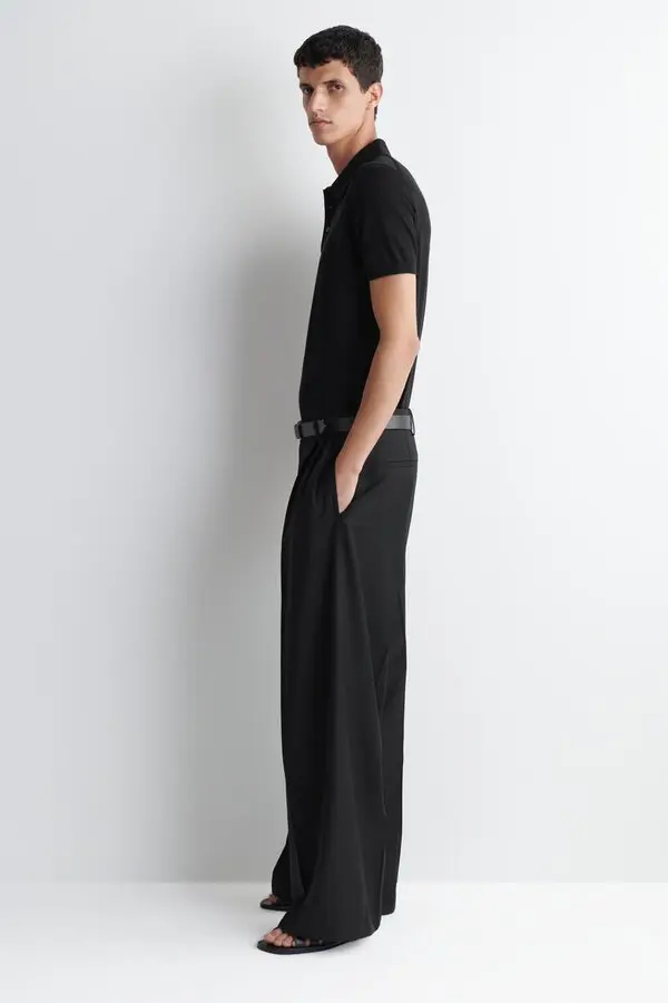 Cos Slim Knitted Silk Polo Shirt - Black
