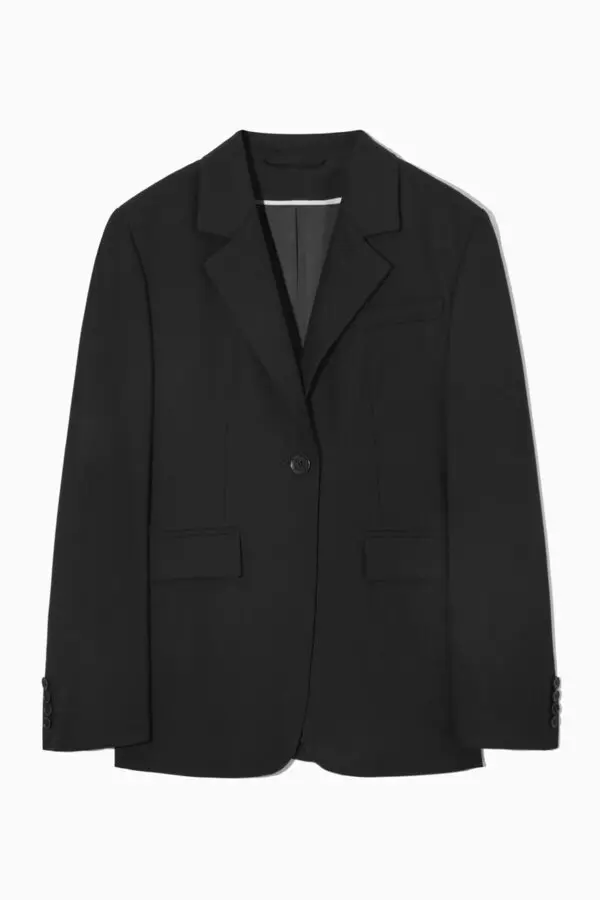 Cos Slim Waisted Wool Blazer - Black