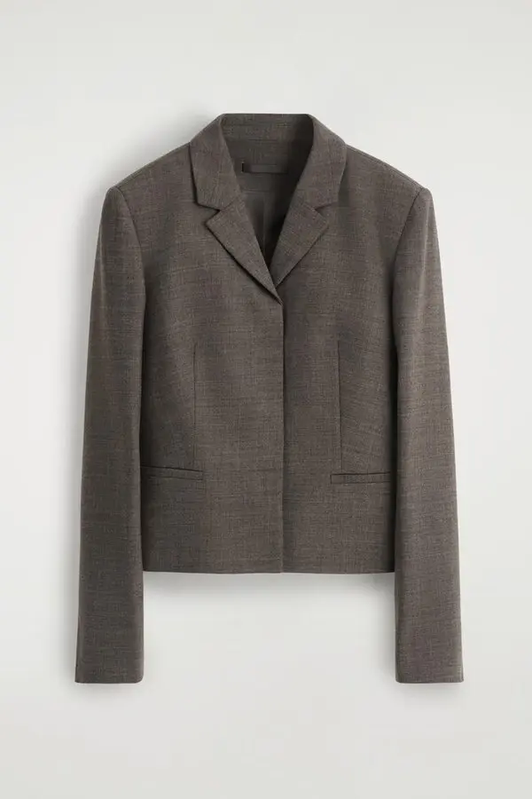 Cos Slim Waisted Wool Blend Blazer - Gray