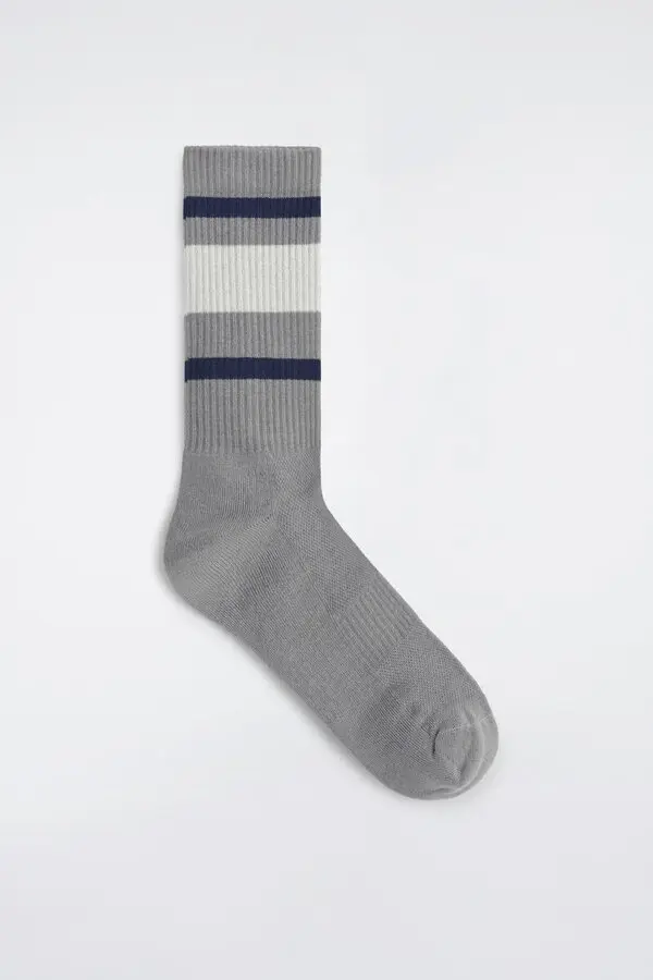 Cos Striped Sports Socks - Gray
