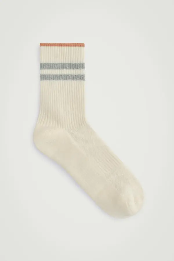 Cos Striped Sports Socks - White