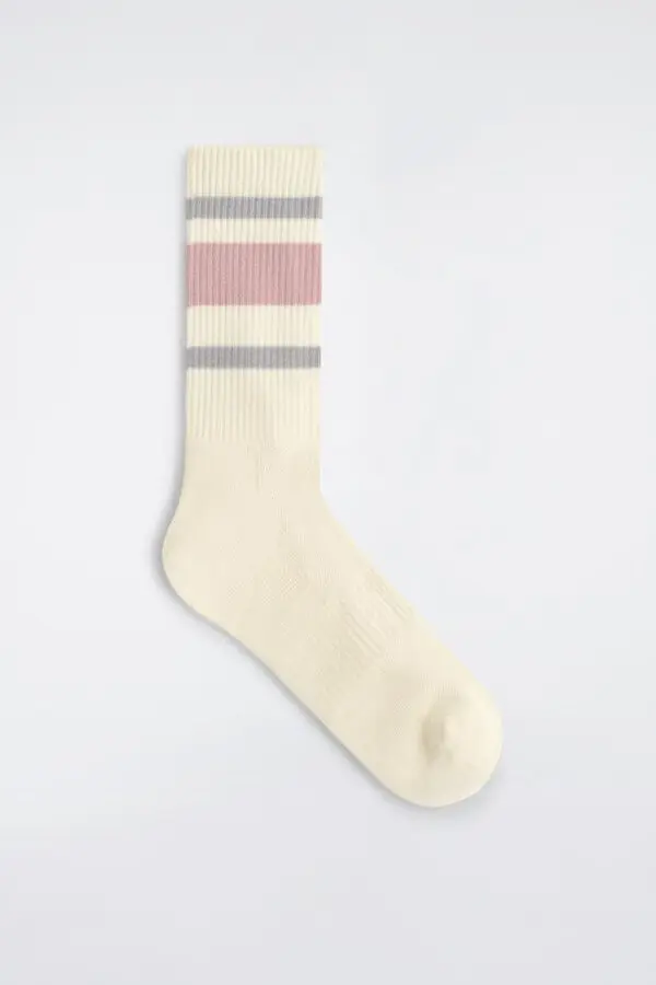 Cos Striped Sports Socks - White