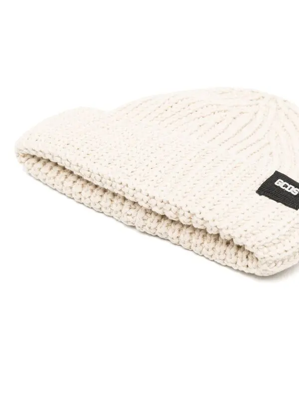 Gcds Logo-patch Ribbed Knit Beanie