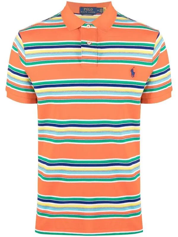 Polo Ralph Lauren Stripe-print Short-sleeved Polo Shirt - Orange