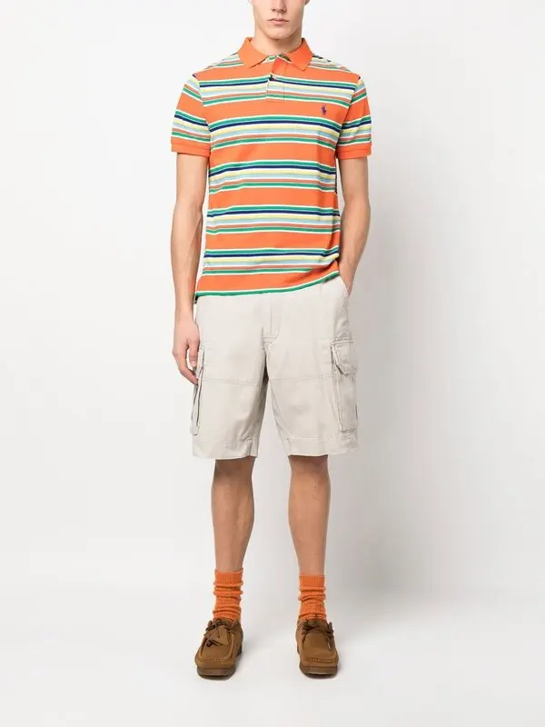 Polo Ralph Lauren Stripe-print Short-sleeved Polo Shirt - Orange