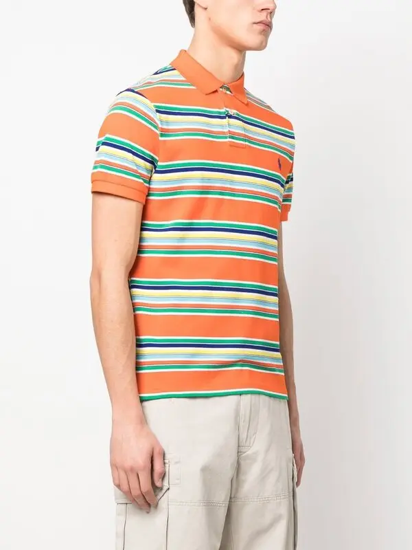 Polo Ralph Lauren Stripe-print Short-sleeved Polo Shirt - Orange