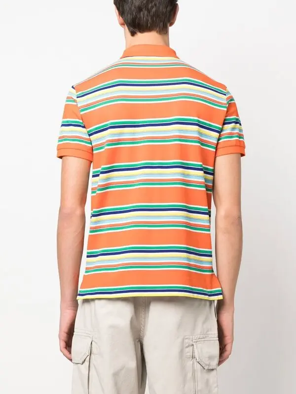 Polo Ralph Lauren Stripe-print Short-sleeved Polo Shirt - Orange