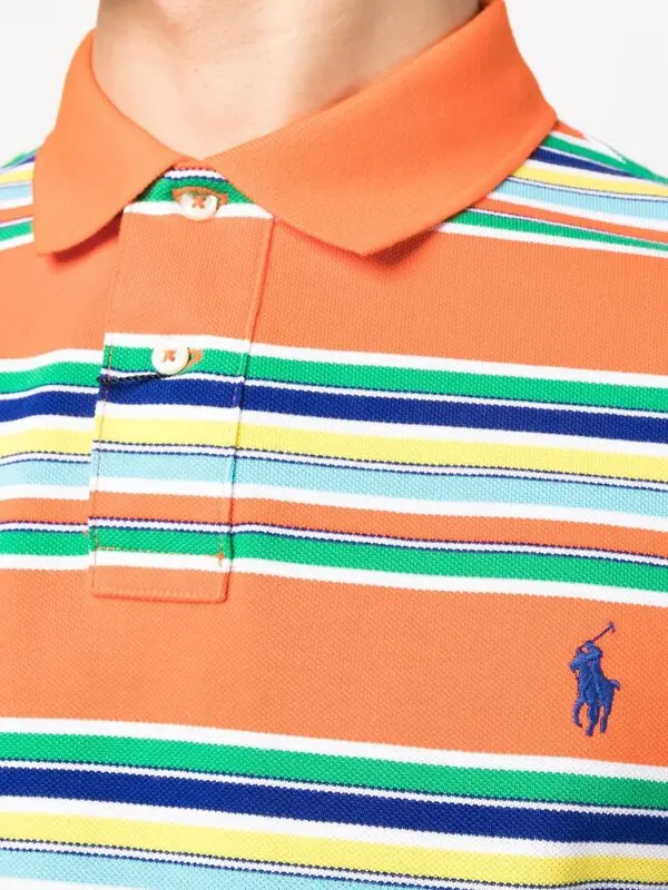 Polo Ralph Lauren Stripe-print Short-sleeved Polo Shirt - Orange