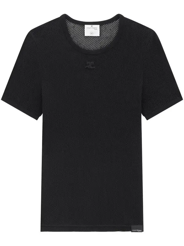 COURREGES Mesh Crew-neck T-shirt - Black