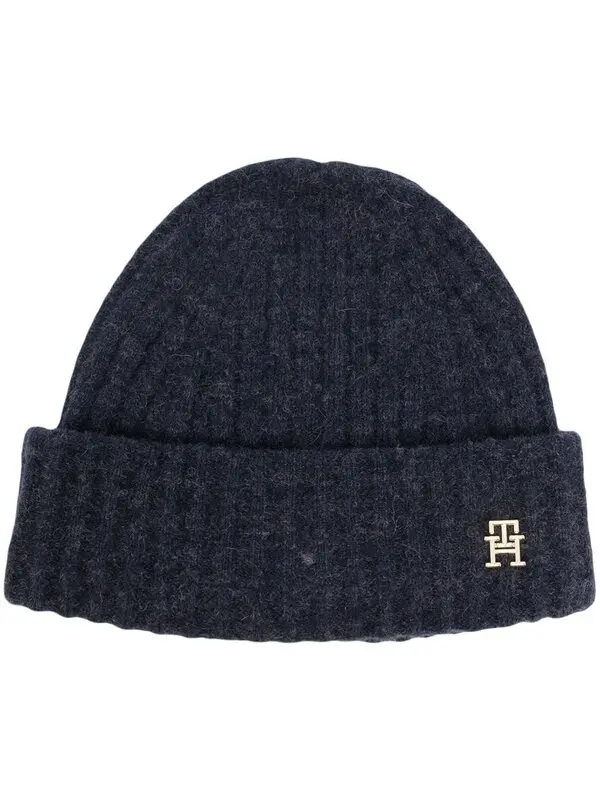 Tommy Hilfiger Logo-plaque Beanie - Blue