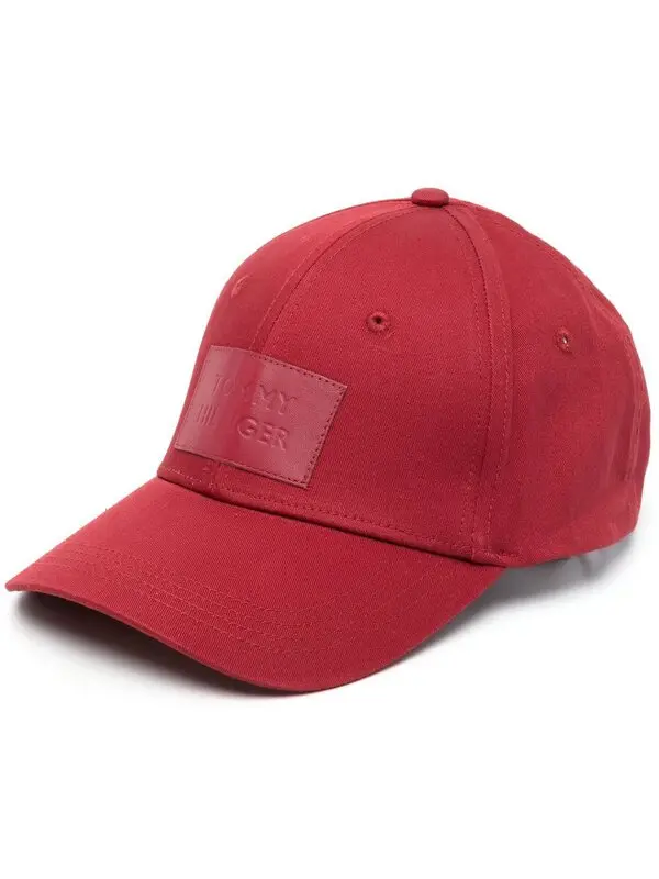 Tommy Hilfiger Logo Appliqué Organic Cotton Cap - Red