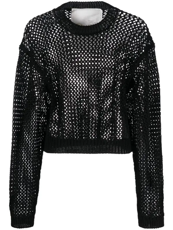 RAMAEL Cotton Open-knit Jumper - Black