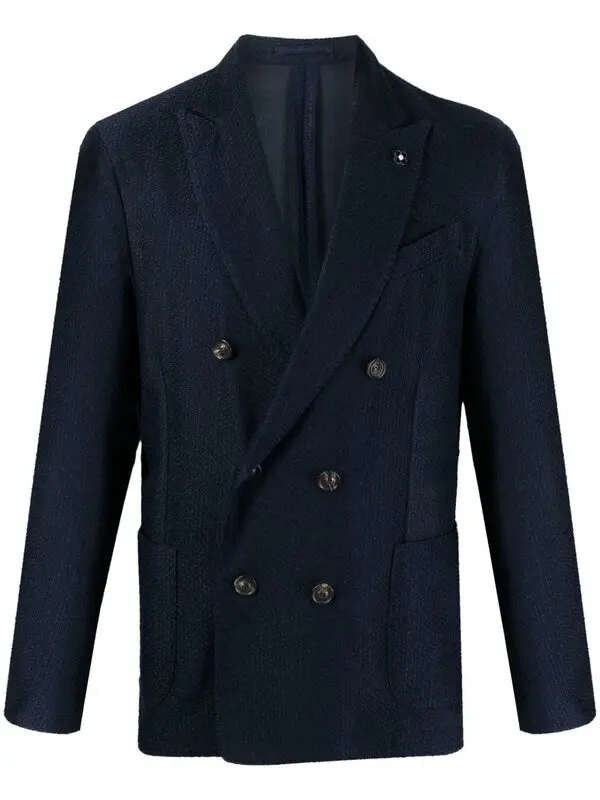 LARDINI Double-breasted Logo-plaque Blazer