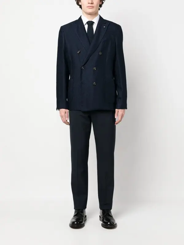 LARDINI Double-breasted Logo-plaque Blazer