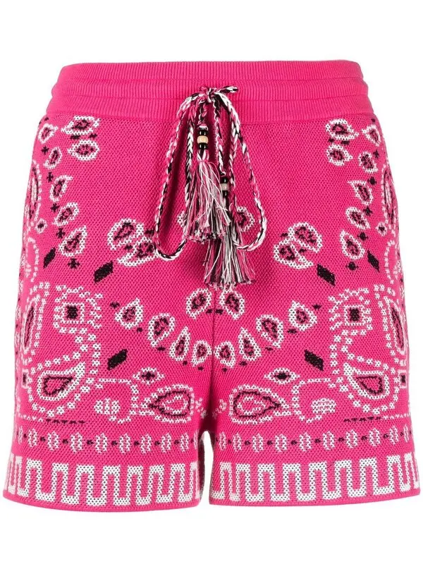 Alanui Bandana Tassel Shorts - Pink