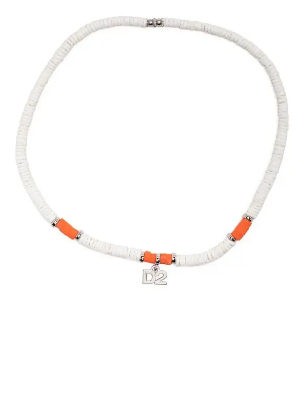 Dsquared2 Logo-charm Beaded Necklace - White